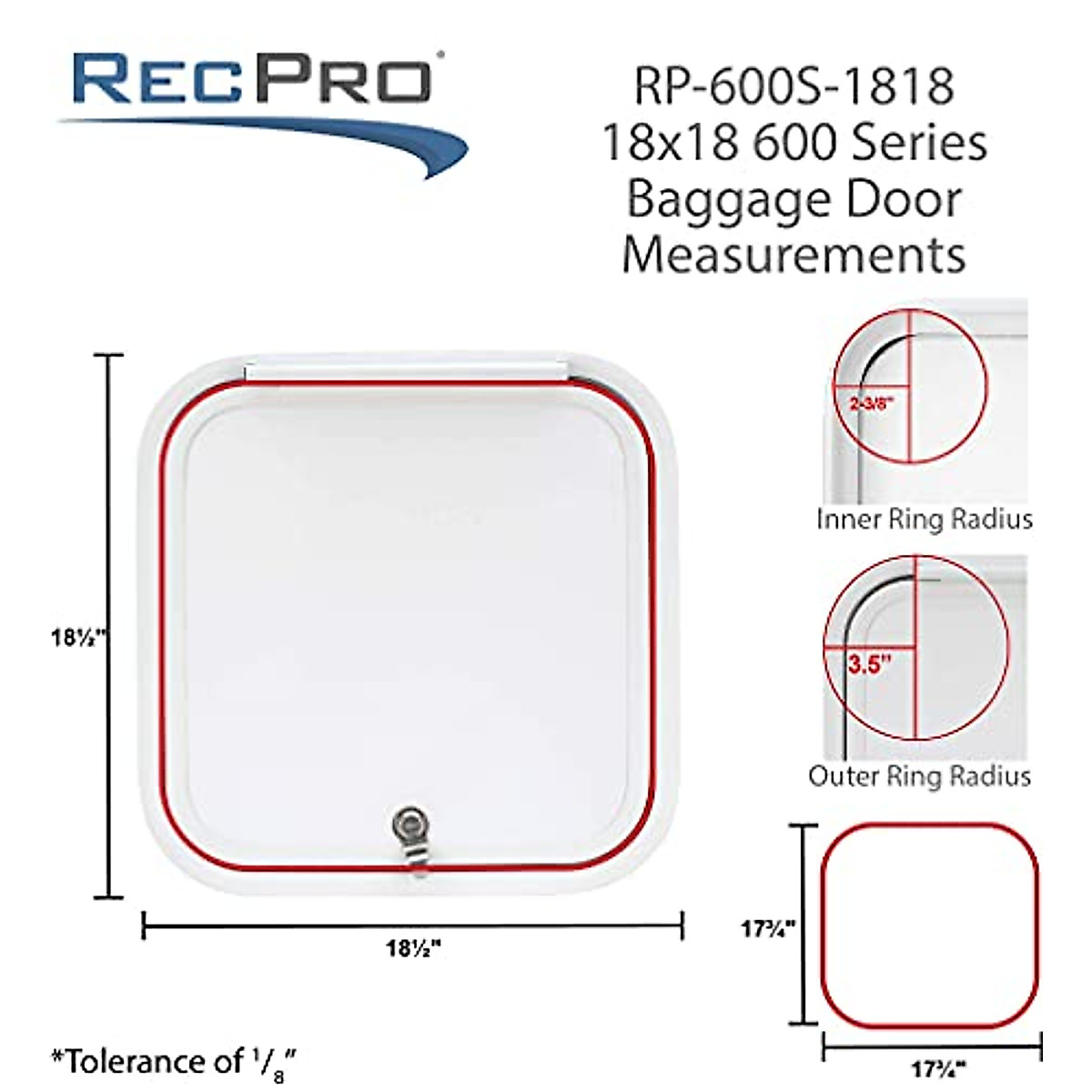 RV Baggage Door | Rounded Corners | Camper | Compartment Door | Black Fiberglass (18" H x 18" W) | Made in America