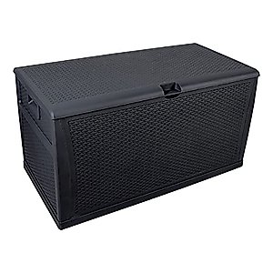 120 Gallon Large Resin Deck Box, Outdoor Organization Storage Container, Garden Storage Chest Lockable Seat for Patio Furniture, Tools (Black)