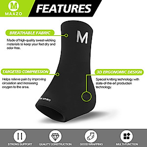MAAZO Ankle Brace for Plantar Fasciitis Relief, Adjustable Compression Ankle Wrap & Ankle Brace for Women & Men Ankle Support Strap for Achilles,Tendon,Sprain,Injury Recovery (M,Pair)