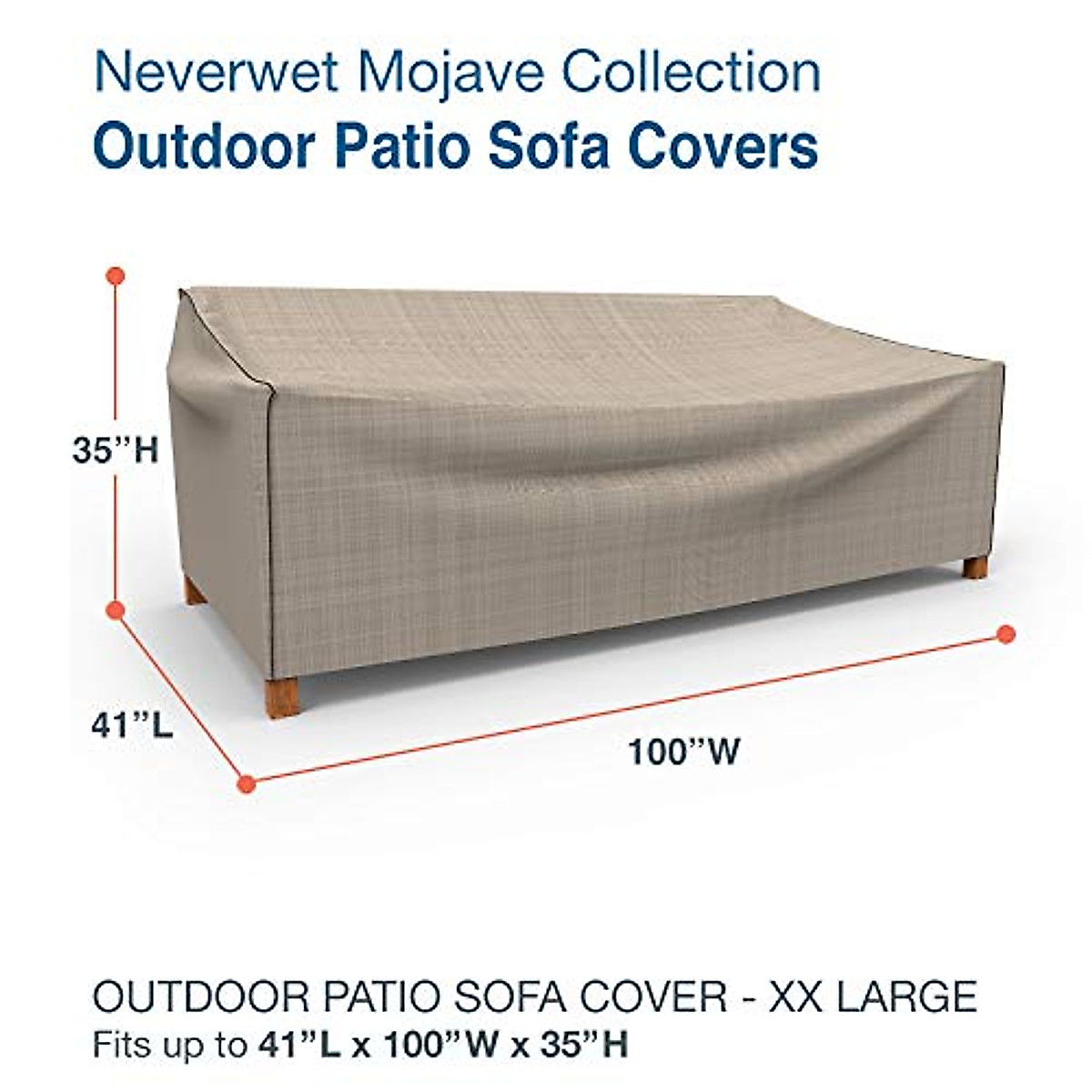 Budge NeverWet Mojave Patio Sofa Cover, Black Ivory, Extra-Extra-Large
