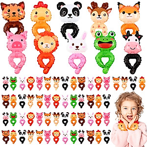 Libima 200 Pcs Inflatable Wrist Balloon Cartoon Animals Hand Wearing Balloons with Pump Safari Farm Animals Balloons Jungle Theme Birthday Party Favors Zoo Carnival Party Supplies Decorations
