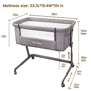 Pamo Babe Baby Bedside Bassinet Crib - Adjustable Portable Bedside Sleeper for Infant | Newborn Baby Boy & Girl