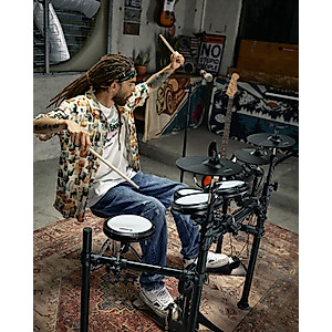 Donner DED-200 Electric Drum Sets with Quiet Mesh Drum Pads, 2 Cymbals w/Choke, 31 Kits and 450+ Sounds, Throne, Headphones, Sticks, USB MIDI, Melodics Lessons (5 Pads, 3 Cymbals)