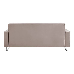 Elle Decor Baylie Mid-Century Modern Sofa with Chrome Sleigh Legs, Accent Living Room Couch with Plush Upholstery, Easy to Assemble, 80", French Taupe Velvet
