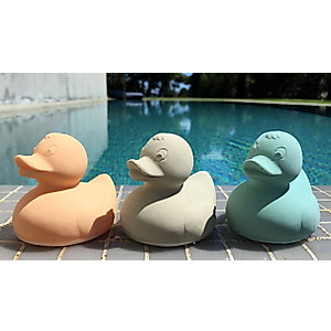 Oli & Carol Duck Toy - Elvis The Duck | Natural Hevea Rubber | Rubber Ducky Baby Bath Toys | Baby Teether | Hevea Bath Toys for Babies 0-12 Months (Mint)