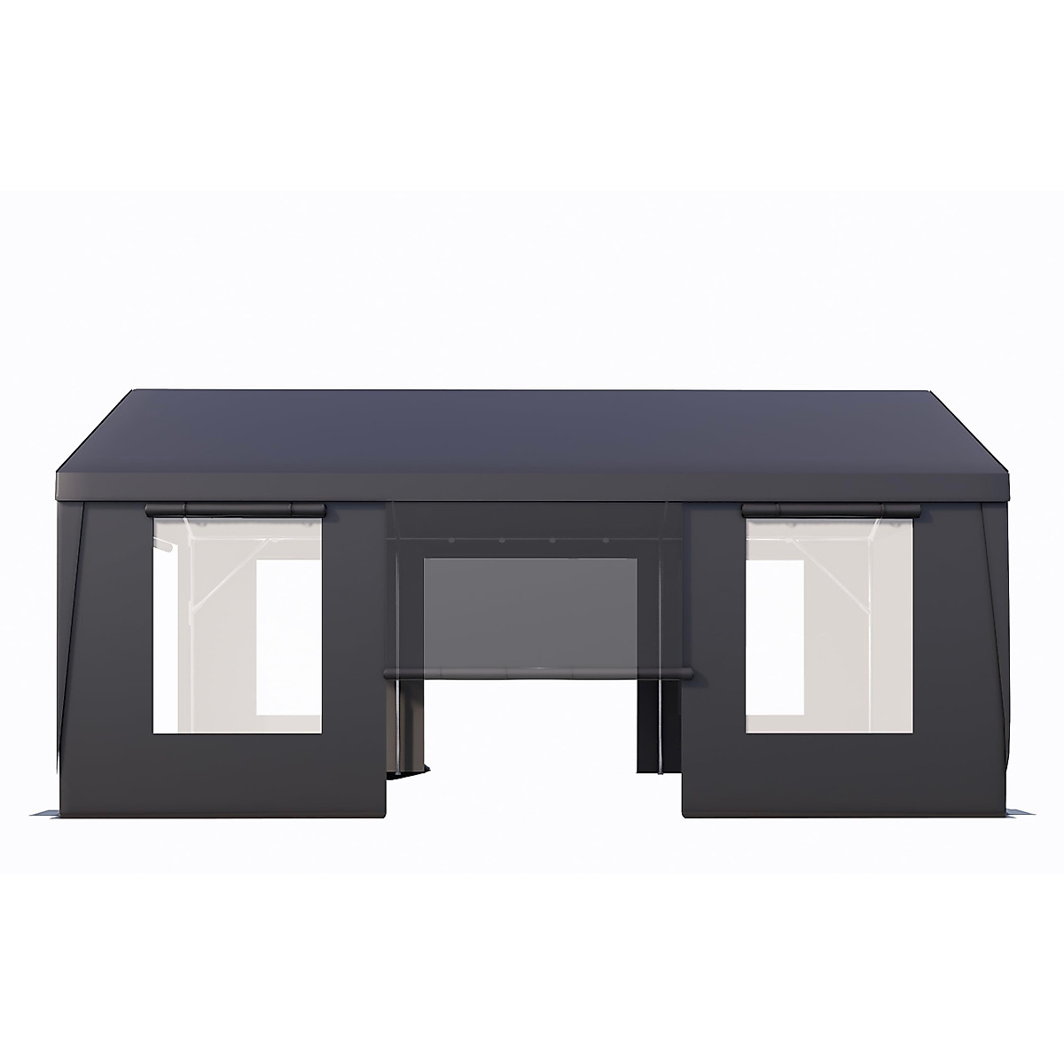 EZYARD Carport 12x20 FT Heavy Duty Carport Reinforced Steel Poles with Removable Sidewalls & Doorst,Gray, EZCP1220GN