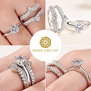 Newshe Wedding Rings for Women Engagement Ring Enhancer Band Bridal Set Sterling Silver 1.8Ct Cz Size 7