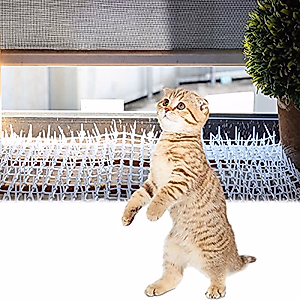 Scat Mat with Spikes Prickle Strips for Cats Dogs Spiked Mat Network Digging Stopper for Garden Fence Outdoor Indoor Keep Pet Dog Cat Off Couch Furniture (79 x 12 Inch, White)