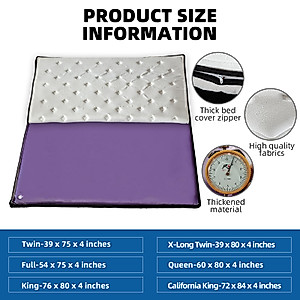 Free Flow Full Wave Mediume Water Bed, Square Purple Durable PVC Foldable Water Bed Set with Smart Thermostats, No Frame Needed Softside Water Bed, Water Beds for Adults, Elderly (Queen)