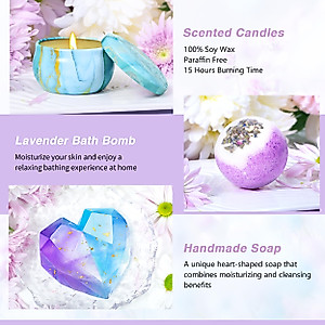Spa Gifts for Women,Birthday Gifts for Women,Purple Gifts for Women,Gifts for Her Girlfriend Mom Sister,Care Package Gift Set,14Pcs Lavender Scent Home Spa Relaxing Gift Box Basket with Wine Tumbler