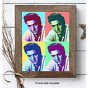 Elvis Poster - 8x10 Andy Warhol Pop Art Modern Wall Decor - Decoration for Bedroom, Living Room, Office - Cool Gift for Country Music, Nashville, Graceland Fans - UNFRAMED Print