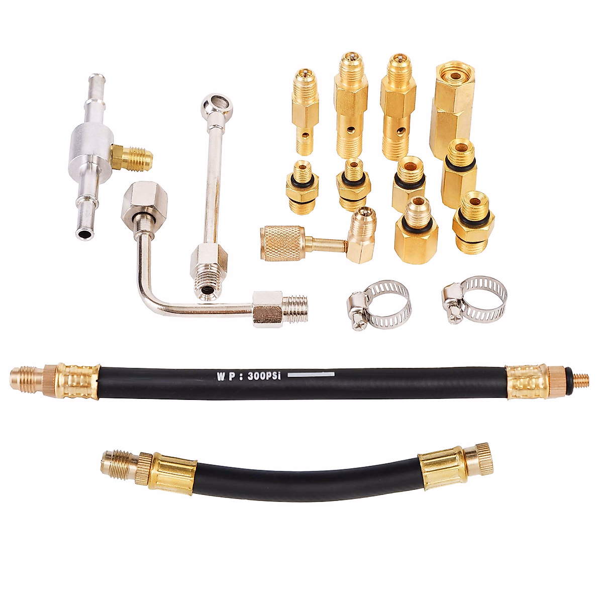 JIFETOR Fuel Injection Pump Pressure Test Gauge Set, Automotive Gas Gasoline Fuel Oil Injector Tester Tool Kit 0-140PSI, with Schrader Adapters Universal Compatible with Ford Auto Car Truck Motorcycle