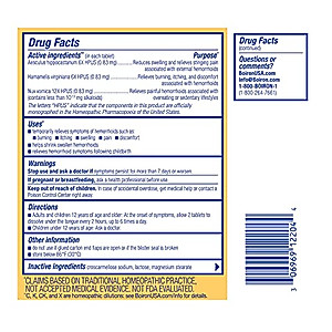 Boiron Hemcalm hemorrhoid Relief Tablets for Itchy Burning Pain, Swelling and discomfort, White, 60 Count