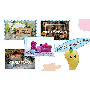 BABOLI Cuddly Mango Plush Toy Pillow Adorable Soft Fruit Stuffed Animal with Smile Face and Cute Expression Pretty Sweet Gifts for Kids Boys and Girls Present for Birthday or Party 17.7 Inches