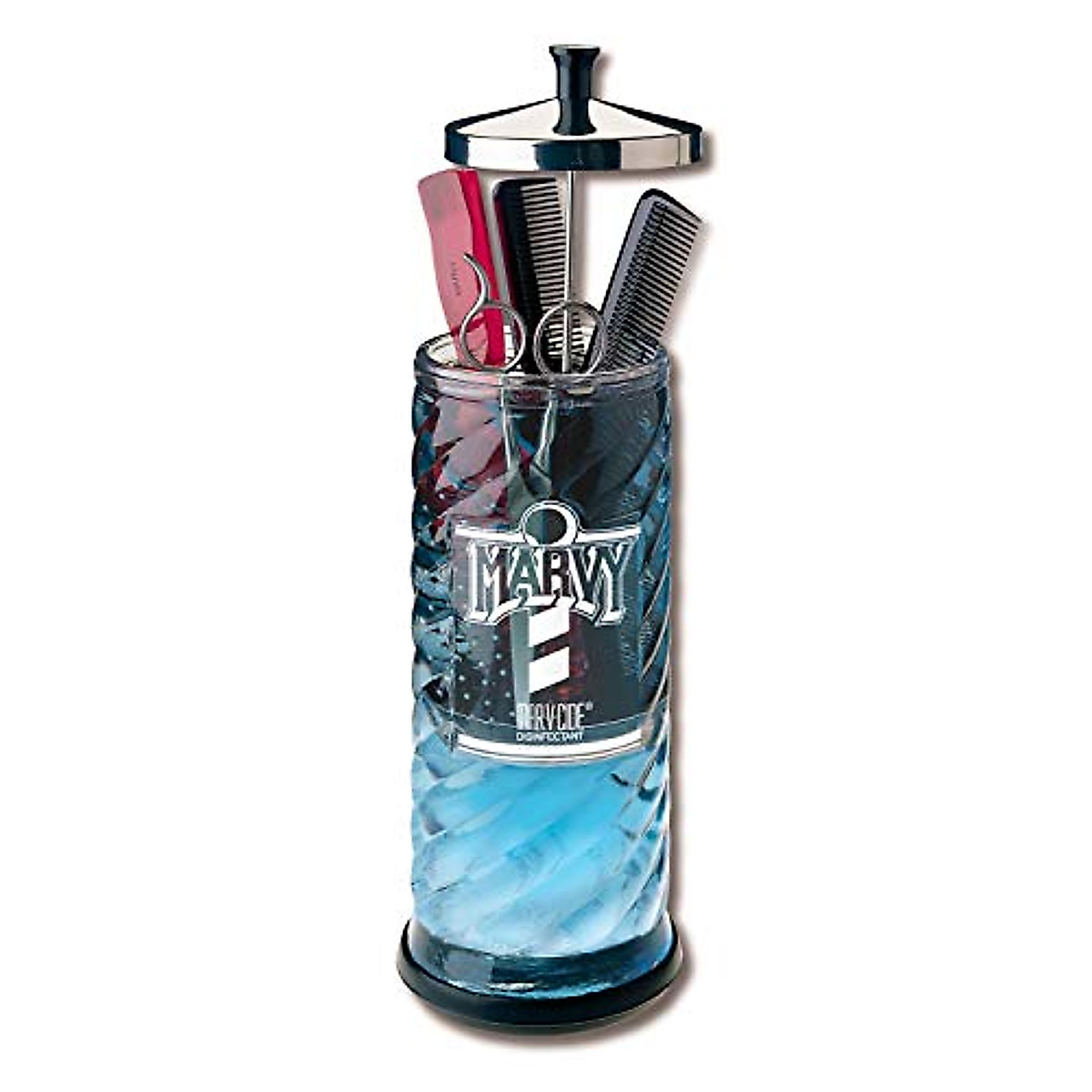 Marvy No. 8 Sanitizing Disinfectant Jar, 48 Ounce, Rubber Base, Manufactured of Heavy Wall Crystal Clear Glass