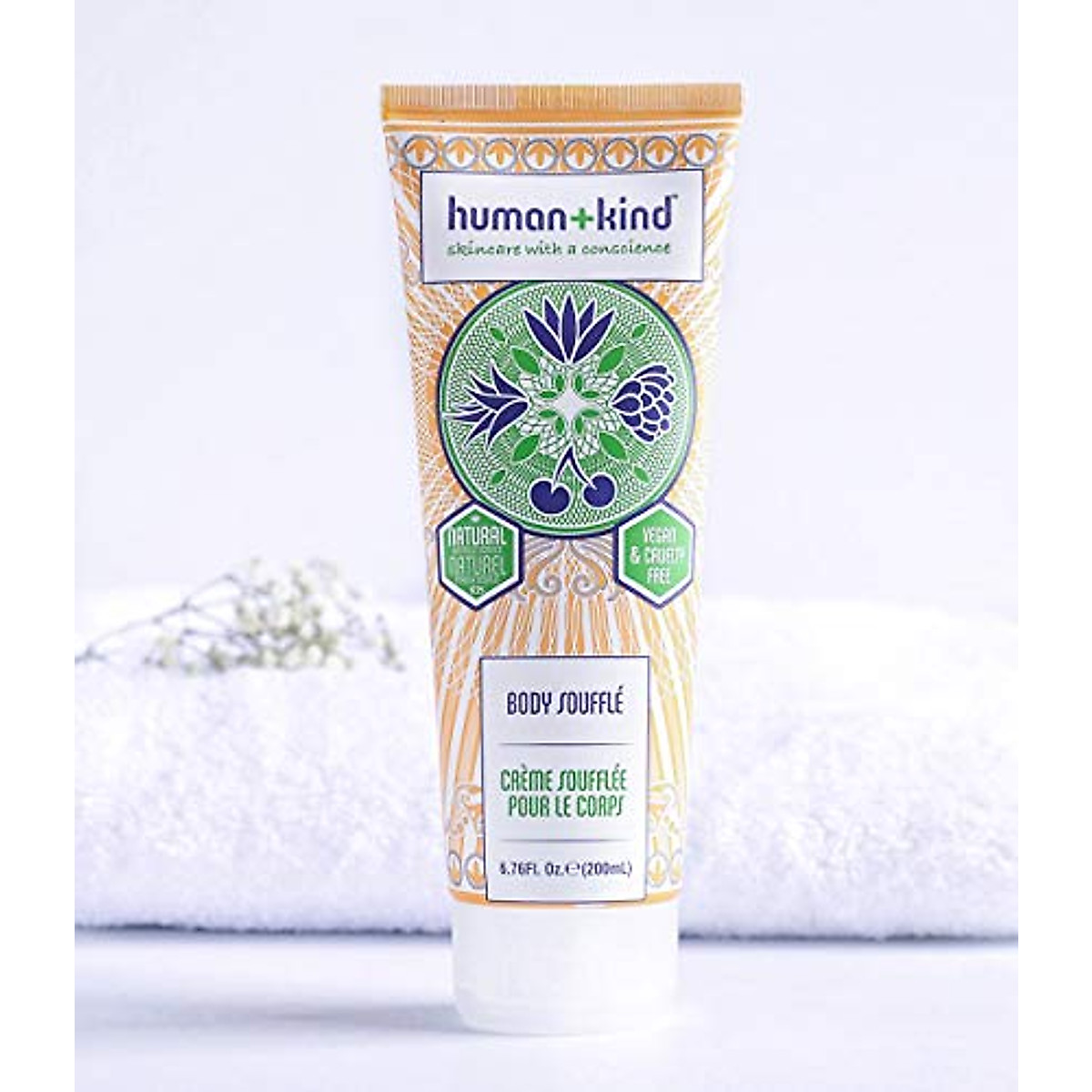 Human+Kind Body Souffle - Light, Fluffy Skin Conditioner for Hydrating and Smoothing Dry Skin - Natural, Vegan Formula with Shea Butter and Apricot Kernel Oil - Light, Fresh Fragrance - 6.76 oz