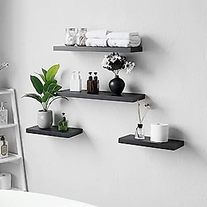 WELLAND Set of 2 Floating Shelves Wall Mounted Shelf, for Home Decor with 8" Deep (Black, 10 inch)