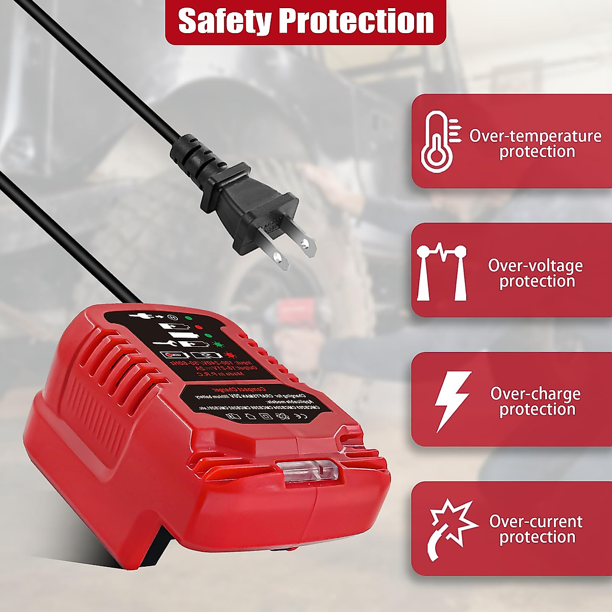 V20 Charger for Craftsman 20V Lithium-ion Battery,Portable Mini Charger for CMCB204 CMCB202 CMCB201 CMCB209 CMCB205 CMCB100 CMCB102 CMCB101, with 2A Output, for Craftsman Battery Charger