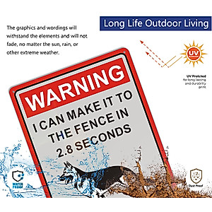 Beware Of Dogs Sign For Fence German Shepherd Sign Warning I Can Make It to The Fence in 2.8 Sec. Sign Metal 12" x 8" Dog On Premises Signs Dog Warning Signs Reflective Rust Aluminum Outdoor 2 Pack