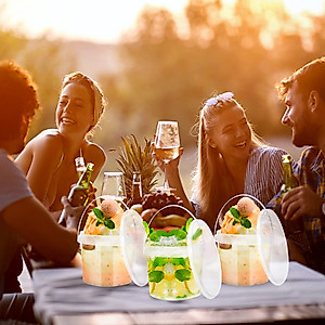 Didaey 8 Pcs 1.3 Gallons Round Ice Cream Bucket Clear Plastic Bucket with Lid and Handle Ice Cream Tub Freezer Food Storage Ice Cream Containers Pail with Lid for Summer Jelly Cold Drink Juice