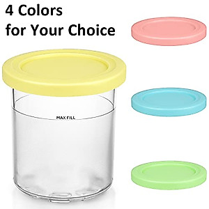 FIRJOY 16 oz. Containers | Extra Replacement Pints and Lids -Compatible with Ninja Creami NC301 NC300 NC299AMZ Series ONLY (2 Pack - Pink, Yellow)