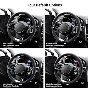 Alfanxi Hand Stitch Sewing Italy Alcantara Car Steering Wheel Cover Wrap for Subaru Ascent/Crosstrek/Forester/Impreza/Legacy/Outback/WRX (No Stripes)