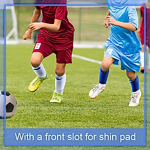 Boyiee Soccer Shin Guard Socks, Small, White/Black/Blue, 3 Pairs