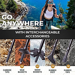 Hiker Hunger Aluminum Hiking Poles Collapsible Lightweight, Walking Sticks for Hiking, Trekking Poles for Hiking, Walking Sticks for Seniors, Hiking Stick & Walking Poles - Black