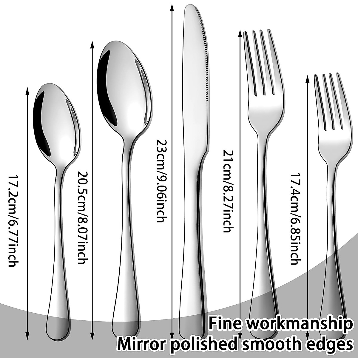 suoundey 40pcs Stainless Steel Silverware Set for 8, Kitchen Cutlery Set, Mirror Polished Forks Knives and Spoons Set for Home and Restaurant, Rust Resistant Eating Tableware Set