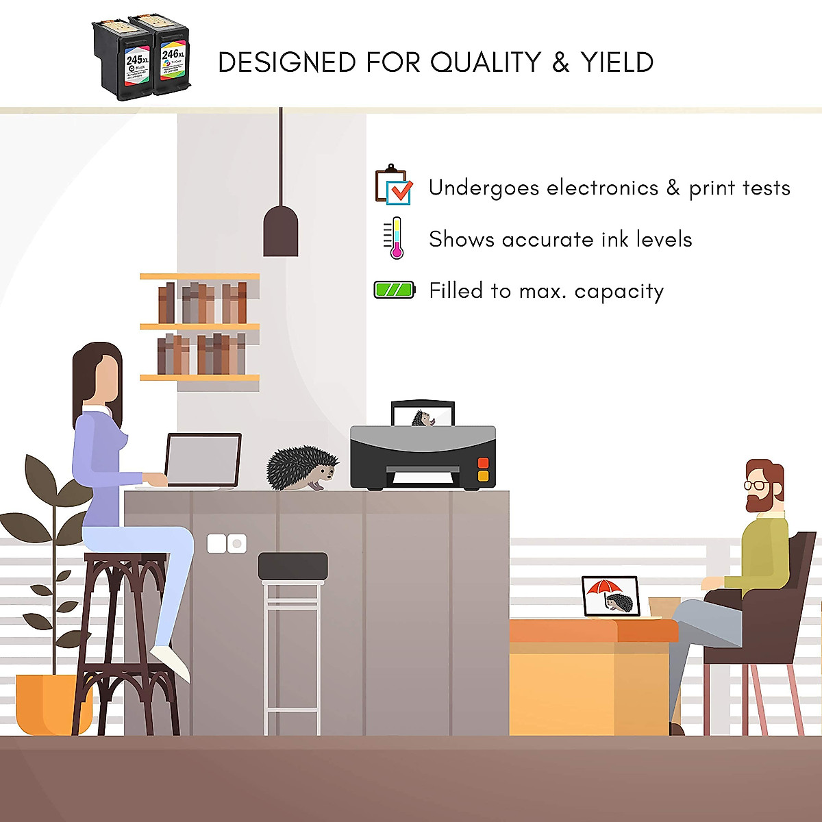 Limeink Remanufactured Ink Cartridges Replacement for Canon Ink Cartridges 245 and 246 245xl 246xl for Canon Pixma MG2522 Ink mx490 Printer Ink for Canon 245 246 XL ts3322 243 and 244 PG 245 Ink 2 Pk