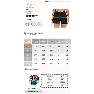 Darkterror Workout Shorts Women Spandex High Crossover Waist Gym Athletic Yoga Running with Pockets(Black-L)