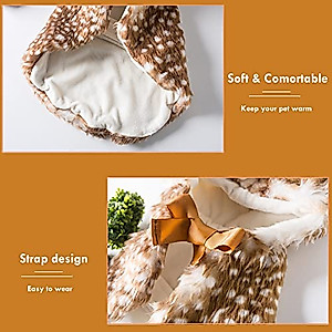 SEIS Christmas Dog Elk Cloak X-mas Pet Costume Brown Deer Cat Clothes Winter Warm Dogs Cape for Cats Small Medium Dogs (Brown Elk)