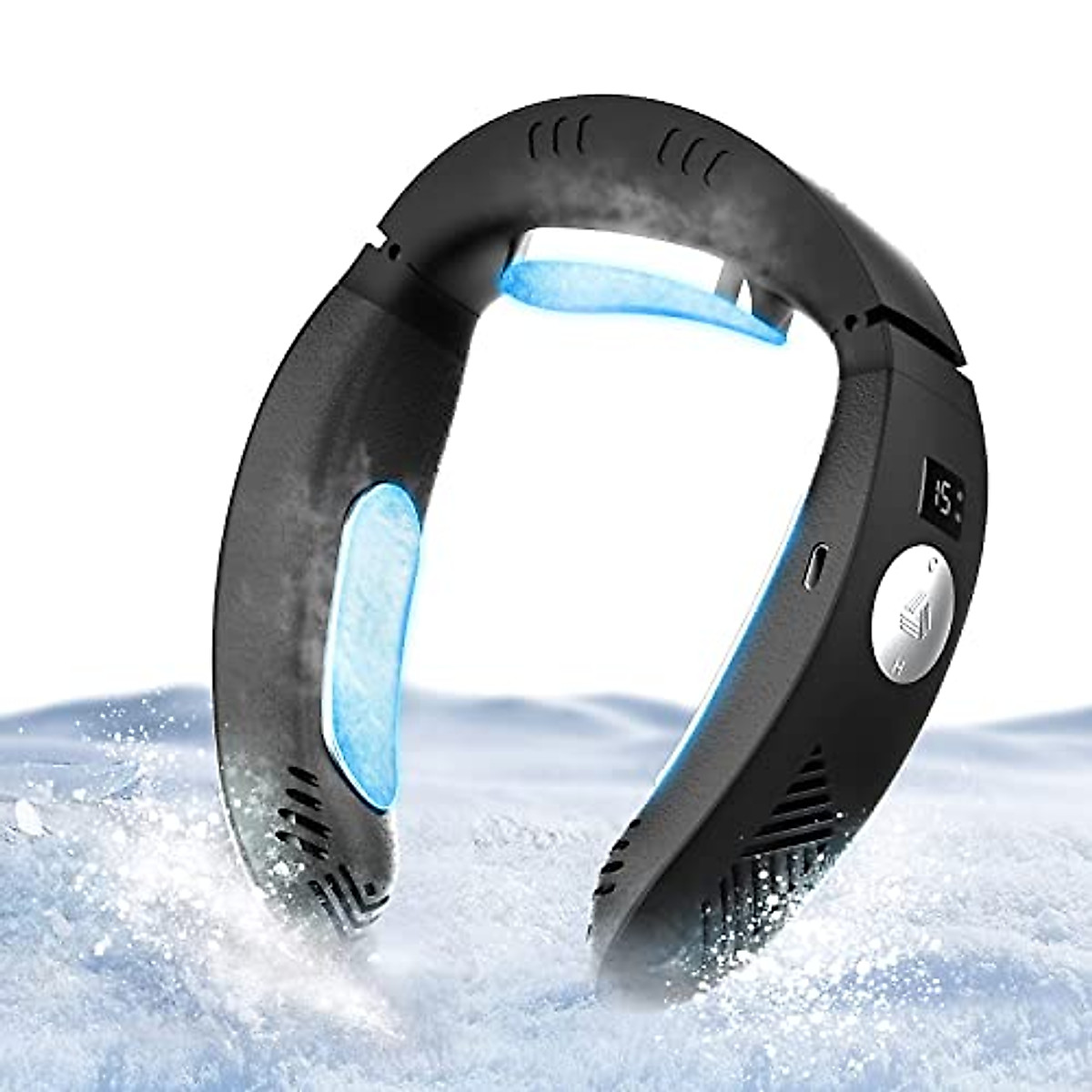 CXLiy Neck Air Conditioner, 3 Cooling Plates Portable Neck Fan, Semiconductor Cooling Neck Fans, LED Rechargeable 3500mAH Bladeless Neck Fan, 6 Gear Personal Fan, 2 Mode, Neck Cooler, And Heater