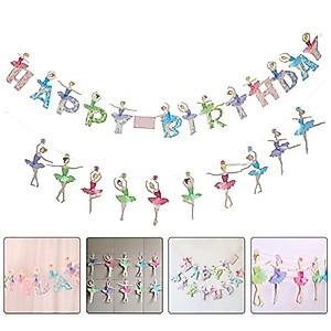 Abaodam 2 Sets Happy Birthday Banner Ballerina Dance Banner Ballet Girls Garland Bunting Banner for Kids Girls Birthday Baby Shower Bridal Shower Party Decorations