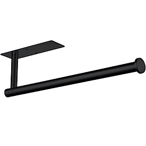 Under Cabinet Paper Towel Holder - Self Adhesive Paper Towel Roll Holder Wall Mount, Matte Black Stainless Steel Paper Towel Holder for Kitchen, Bathroom, Cabinets