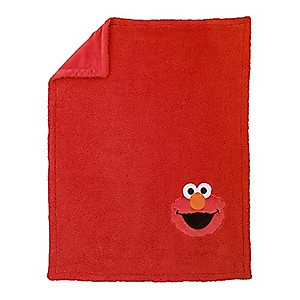 Sesame Street Elmo Red Soft Plush Sherpa Toddler Blanket with Applique