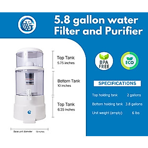 VG Water Mineral Purifier System Filter| Capacity 22 LTS. | at Home Water Filter That Purifies Water, for Drinking Water Dispenser| Countertop Alkaline and Mineral Water Filter