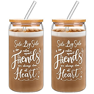 Nuenen 2 Pieces Friends Gifts Coach Gifts Chaos Coordinator Gifts for Women 16 oz Glass Coffee Tumbler Cup for Friendship Birthday Gifts Appreciation Thank You Gift Coach Sisters Coworker (Friends)