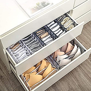 Underwear Storage Organizers, 3 Set Storage and Drawers for Bra,Socks and Underwear, 6+7+11 Grid Bathroom Storage Containers, Gray