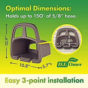 DF OMER Plastic Garden Water Hose Holder | Wall Mount Hose Hanger with Storage Compartment Fits 150 ft. Hose – 10x5x5 in. Weatherproof Hose Rack Hanger for Outside with Shelf for Garden Equipment