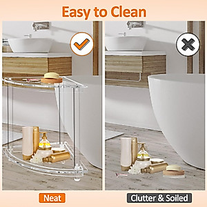 Cutora Acrylic Corner Shower Stool 13.6" L*13.6" W*18.1" H Clear Shower Bench for Inside Shower Waterproof Storage Shelf Shower Foot Rest for Shaving Legs Non-Slip Shower Chair Seat for Bathroom