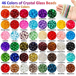 XSEINO 2500 PCS 46 Colors Glass Beads，6mm Round Crystal Beads for Jewelry Making,for Bracelets Jewelry Making and DIY Crafts