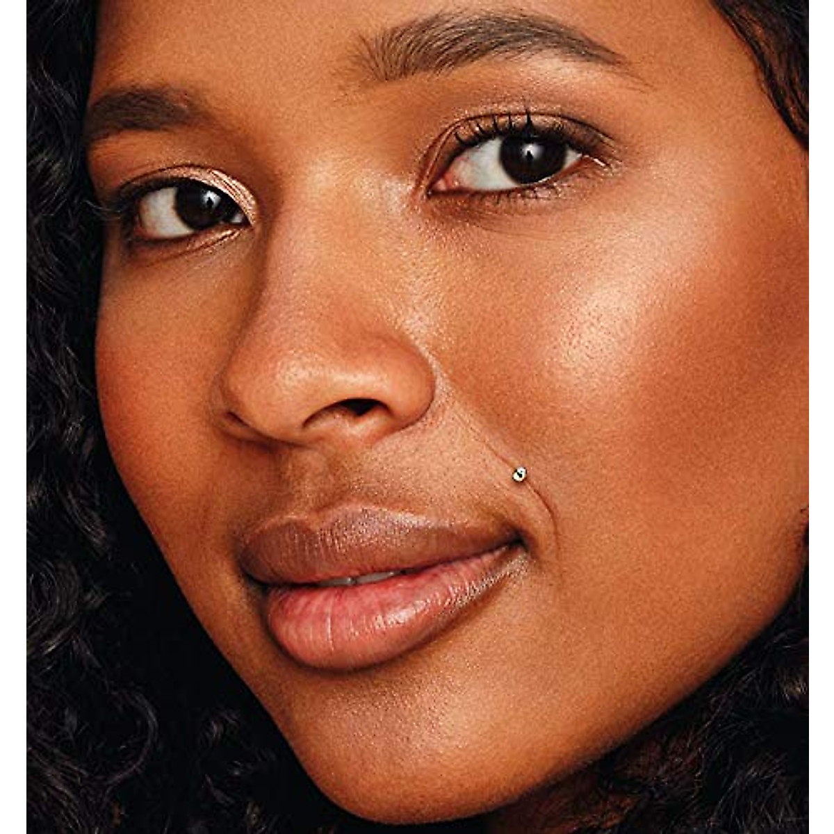 Amelia Fashion 18 Gauge Push In Jeweled Ball Top PVD Over 316L Surgical Steel Threadless Labret, Monroe, Flat Back Stud (18GA (1mm) - L.1/4" (6mm) - Ball: 2mm - Rose Gold/Clear)