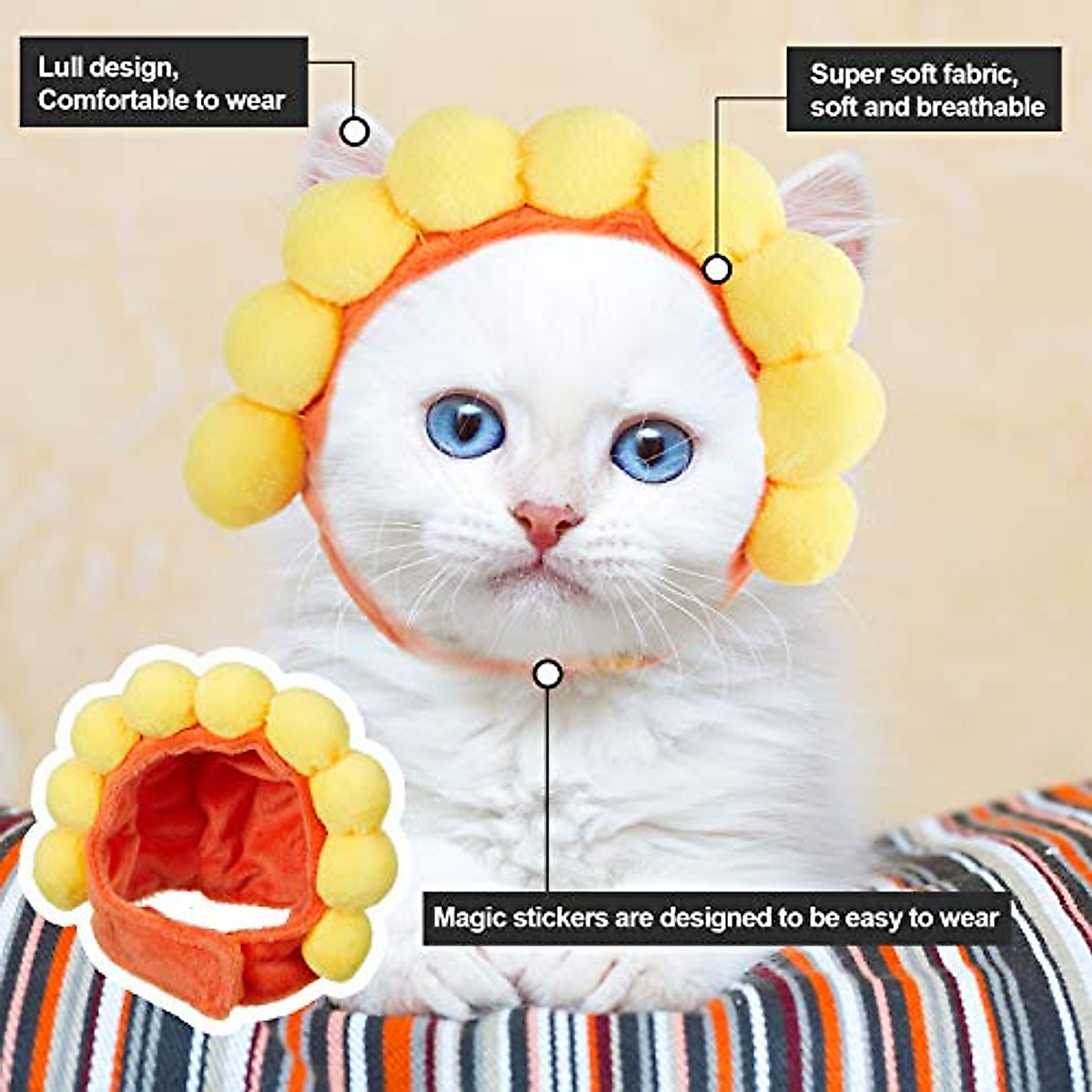 Weewooday 5 Pieces Cat Hat Cat Costume Bunny Hat with Ears Funny Banana Pineapple Cat Hat for Cats and Small Dogs Kitten Puppy Party Costume Accessory Headwear(Cute Style)