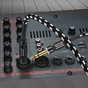 Penker 1/4 Inch TRS Cable,3ft 2Pack Straight 6.35mm Male Jack Stereo Audio Interconnect Cord,Balanced Stereo Audio Patch Cable,Black Cable