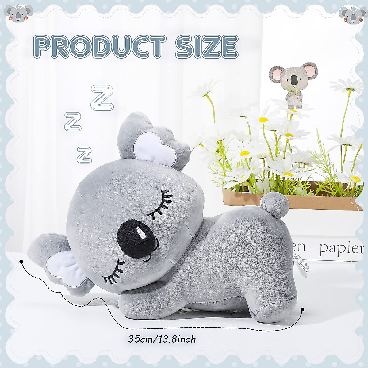 13.8 Inch Cute Koala Stuffed Animal Creative Koala Plush Pillow Stuffed Koala Bear Soft Koala Plush Koala Bear Plush Toy Clever Boy's and Girl's Room Decor, Koala Gifts for Boys Girls