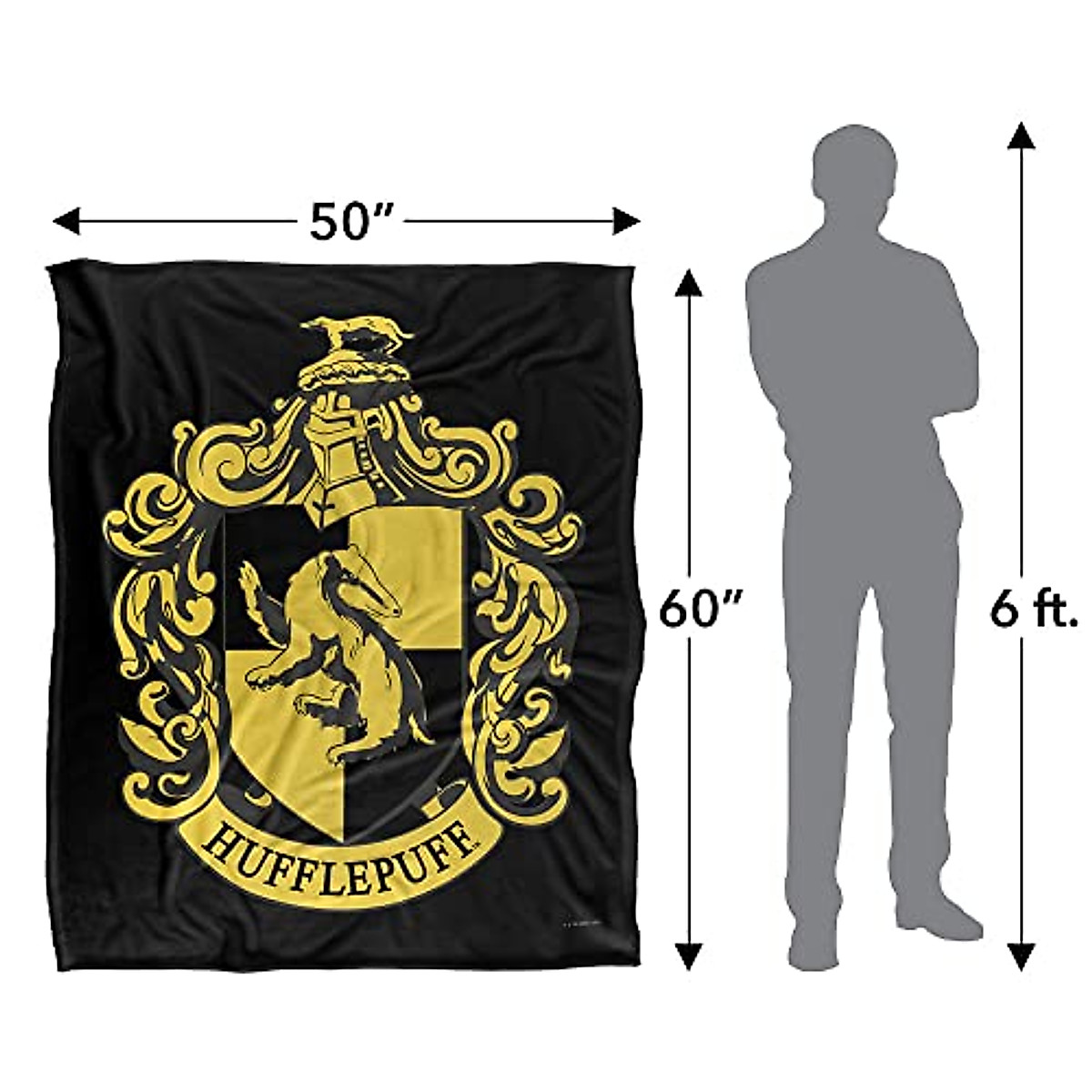 Harry Potter Hufflepuff Crest 3 Officially Licensed Silky Touch Super Soft Throw Blanket 50" x 60"