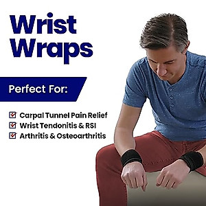 Wrist Wraps for Wrist Tendonitis - Wrist Support for Carpal Tunnel Pain Relief. Ganglion Cyst Wrist Brace or Carpal Tunnel Wrist Splint - 2 Wrist Wraps for Weightlifting Women Men Left & Right Hands