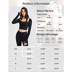 Gihuo Long Sleeve Cutout Yoga Tops Sports Tees Crop Tops T Shirt for Women Workout Black