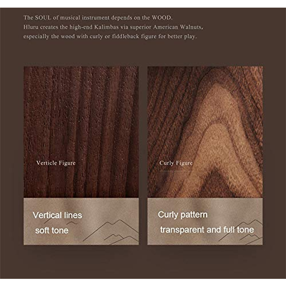 Hluru Kalimba 21 Key | Quality America Dark Walnut Wood Keyboard Thumb Piano | Calimba Musical Instruments | Professional Music Birthday Gifts